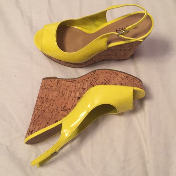 Kenneth Cole Reaction | Shoes | Kenneth Cole 5 High Heel Wedges Yellow 95 | Poshmark
